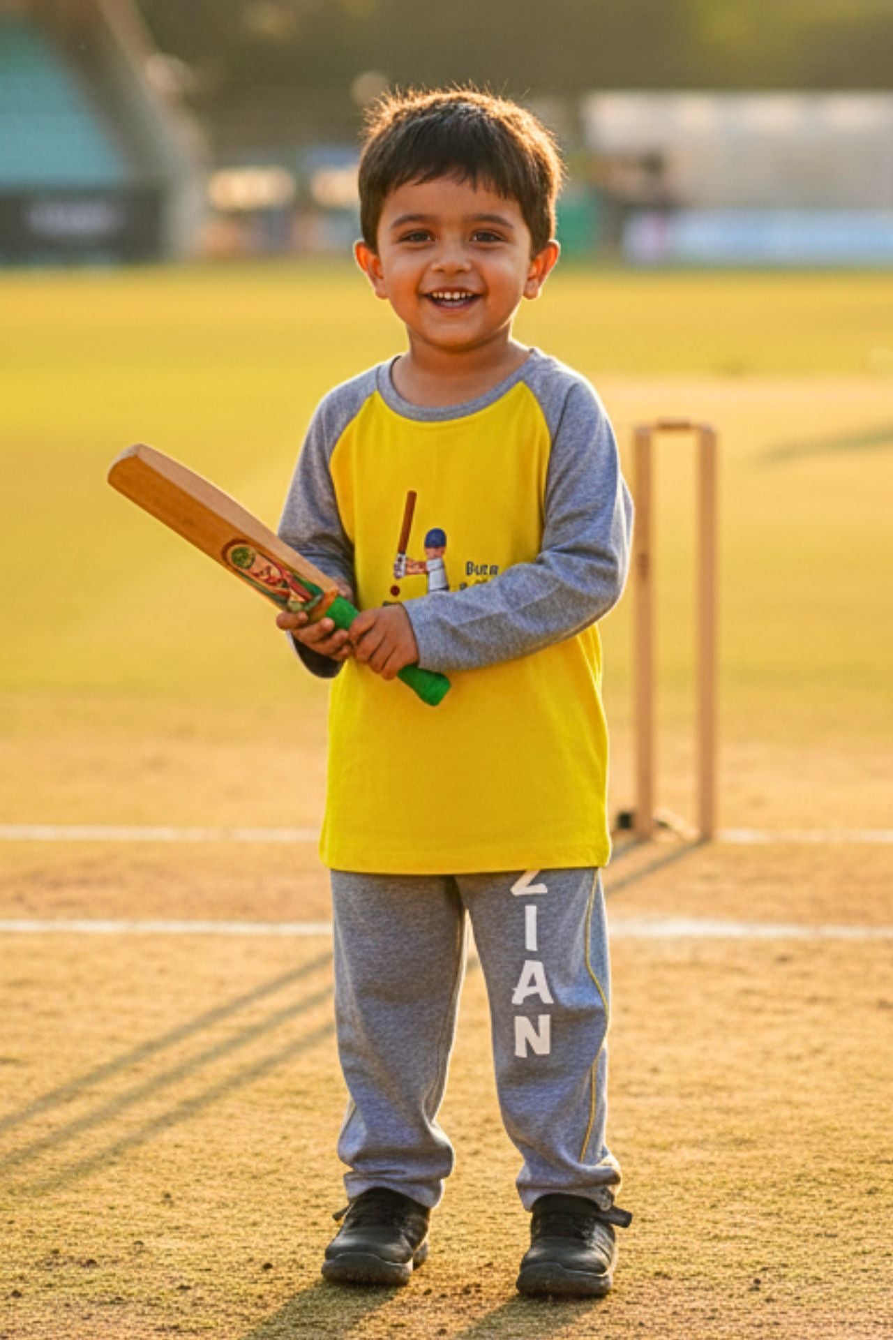 Born To Play Cricket Pyjama Set Yellow & Grey – De-Nap.in